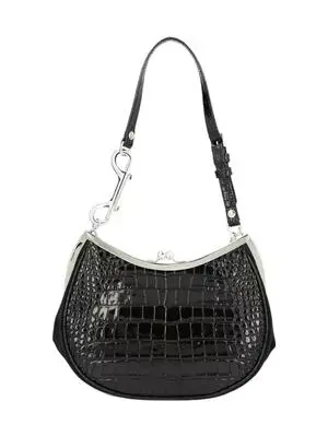 VIVIENNE WESTWOOD Charm Frame Croc-effect Leather Shoulder Bag - Black