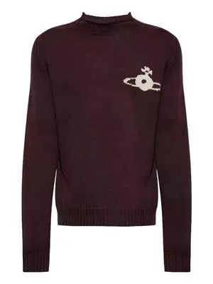 VIVIENNE WESTWOOD Wool Intarsia Orb Motif High Neck Sweater - Purple