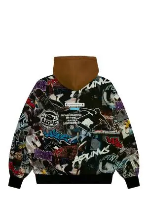 AAPE BY *A BATHING APE Graffiti Print Hooded Jacket - Black