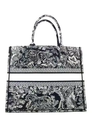 DIOR Christian Dior Book Embroidered Canvas Large Tote Bag