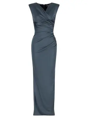 Giorgio Armani Long Sleeveless Shiny Viscose Jersey Gown - Grey