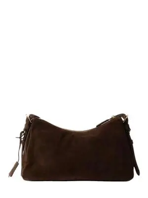 Prada Prada Aimée Medium Suede Shoulder Bag Brown