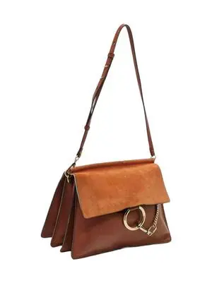 Chloé Faye Suede-panel Shoulder Bag Brown