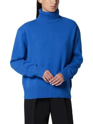 THE FRANKIE SHOP Gala Merino Wool Turtleneck Sweater - Blue