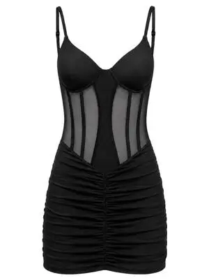 OW Sivara Mesh Corset Mini Dress - Black