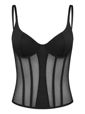 OW Sivara Mesh Corset Top - Black