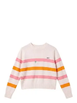 BRODIE CASHMERE Beach Embroidery Cashmere Crew Neck Jumper - Pink