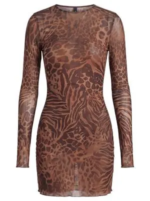 ALOMA STUDIO Brume Mini Mesh Dress Cheetah Print - Brown
