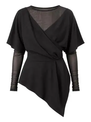 LARISA DRAGNA Kimono Top With Layered Effect - Black