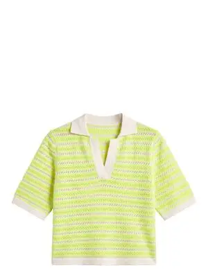 BRODIE CASHMERE Brodie Suzie Stitch Cashmere Polo Tee