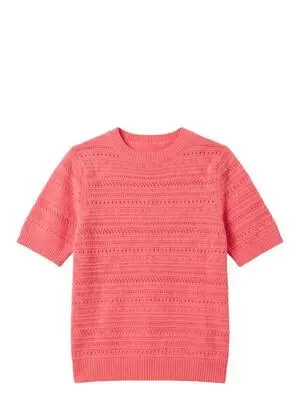 BRODIE CASHMERE Textured Taylor Cashmere Tee - Pink
