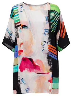 CONQUISTA Conquista Art Print Oversized Shift Dress