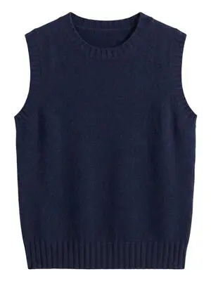 BRODIE CASHMERE Crew Neck Cashmere Tank - Blue
