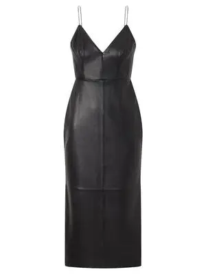 Alex Perry Leather Midi Dress - Black
