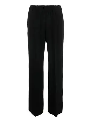 Alberto Biani Wide-leg Trousers With Elasticated Waistband And Side Slits - Black