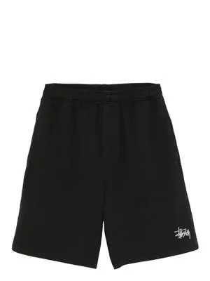 StÜssy Logo Embroidered Heavy Jersey Shorts - Black