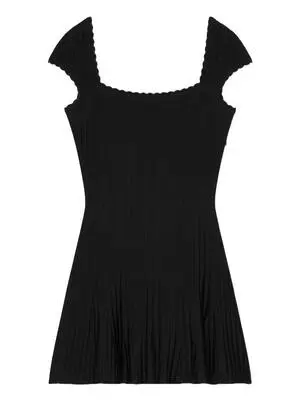 Givenchy Ribbed A-line Dress With Scallop Detail - Black