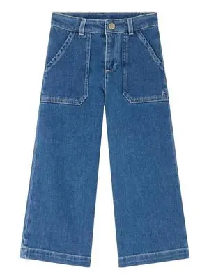 Bonpoint Jingle Medium Wide-leg Denim Trousers In Organic Cotton - Blue