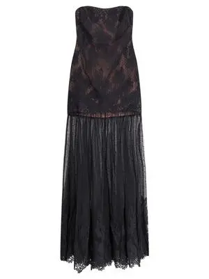 Retrofete Sleeveless Lace And Tulle Maxi Dress - Black