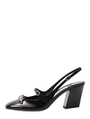 JIMMY CHOO Patent Leather High-heeled Sandals With Crystal Buckles - Black