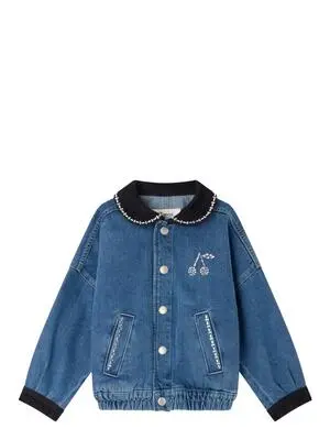 Bonpoint Embellished Cherry Denim Jacket - Medium Blue