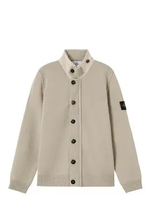 Stone Island Logo Patch Buttoned Cardigan - Sand