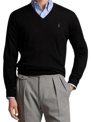 Polo Ralph Lauren V-neck Long Sleeve Sweater - Black