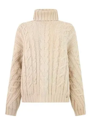 Herno Chunky Knit Turtleneck Sweater - Beige
