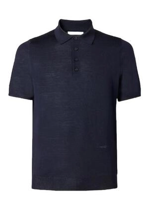 Fendi Navy Wool Polo Shirt - Blue