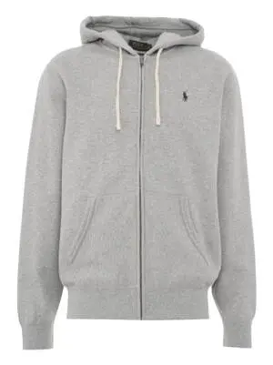 Polo Ralph Lauren Zip-up Hooded Jacket With Logo Detail - Gray