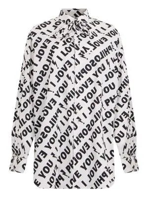 Philosophy Di Lorenzo Serafini Allover Logo Print Shirt With Detachable Bow Tie - No