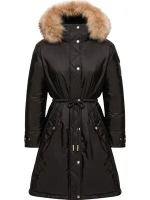 Moncler Moustique Hooded Down Parka With Shearling Trim - Black