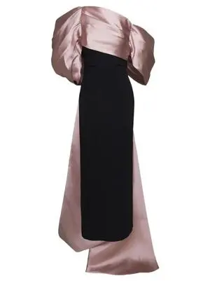 Solace Off-the-shoulder Draped Crepe And Satin Twill Gown - No