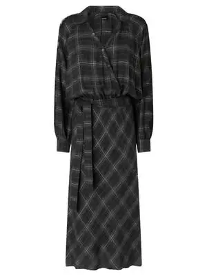 Pinko Lace Detailed Midi Check Dress - Black