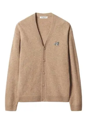Maison Kitsuné Fox Head Lambswool Cardigan - Cobblestone