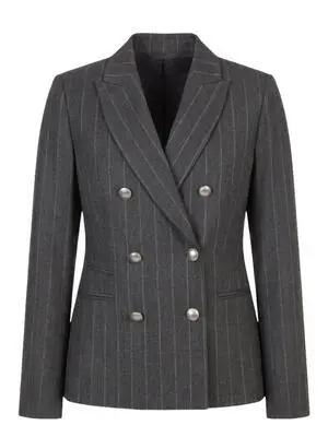 Peserico Pinstripe Double-breasted Jacket - Grey