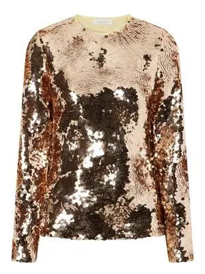 Rabanne Sequined Long Sleeve Top - Multicolor
