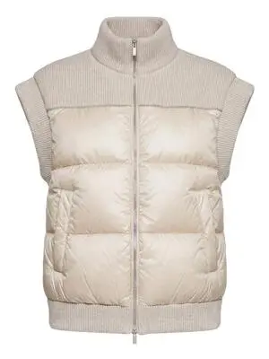 Peserico Quilted Panelled Gilet - Beige