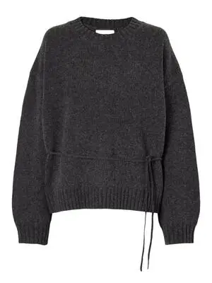 ST. AGNI ST. AGNI Crew Neck Knit Sweater With Drawstring Detail Black