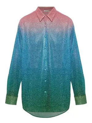 Oseree Long Sleeve Sequin Shirt - Blue