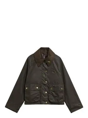 Barbour Cropped Jacket With Classic Collar And Gold-tone Hardware - Black