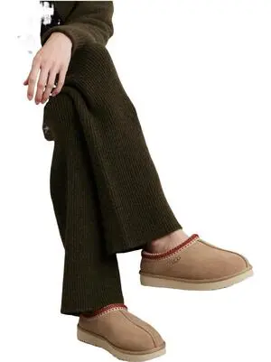UGG Closed-toe Embroidered Platform Slippers - Black