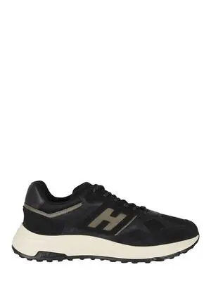 Hogan Round Toe Lace-up Sneakers - Black