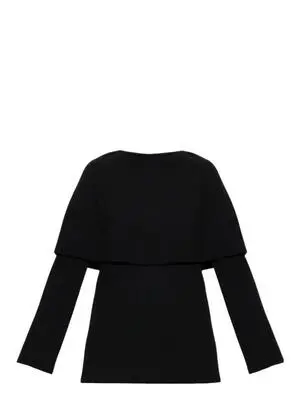 LISA YANG Jaylani Cape-overlay Knitted Sweater - Black