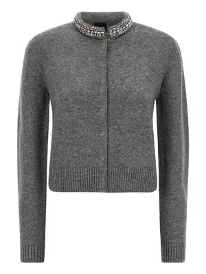 PINKO Pinko High Neck Embellished Cropped Sweater