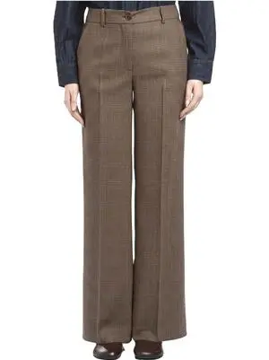 P.a.r.o.s.h Checked Wide-leg Trousers - Brown