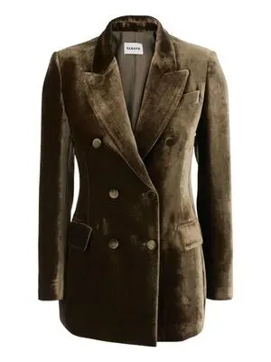 P.a.r.o.s.h Double-breasted Velvet Blazer - Black