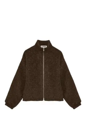 JIL SANDER Jil Sander High Neck Zip-Up Fleece Jacket With Drop Shoulders Brown