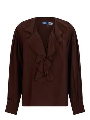 POLO RALPH LAUREN Polo Ralph Lauren V-Neck Ruffled Long-Sleeve Top