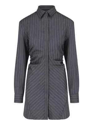 DONDUP Striped Button-front Shirt Dress - Grey